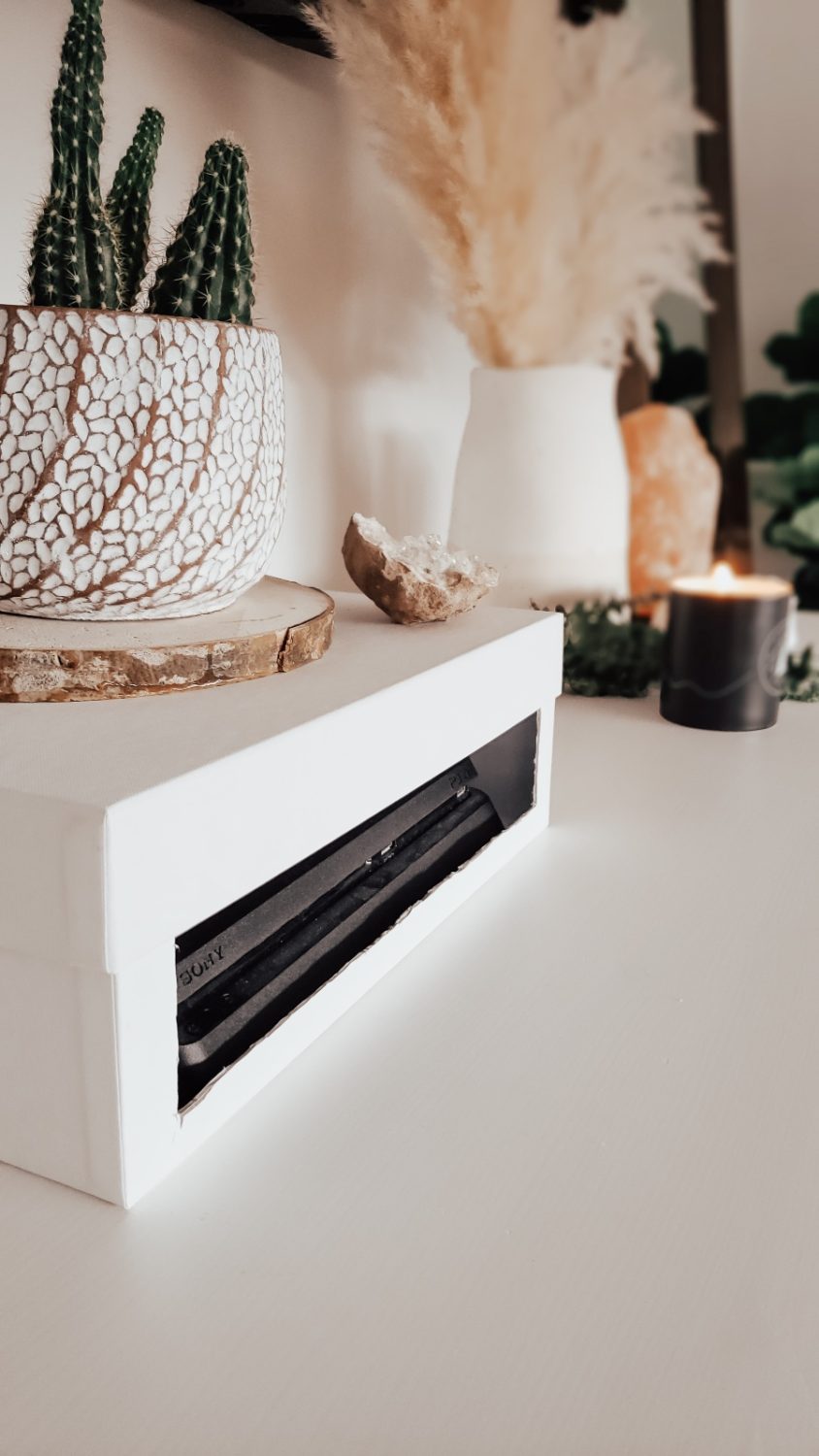 Make This Stylish Cover To Hide Your Electronics - The Blush Home Blog