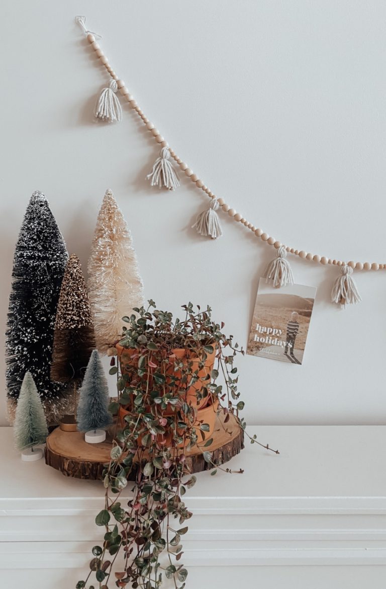 Tassel & Wood Bead Garland Card Holder - The Blush Home Blog