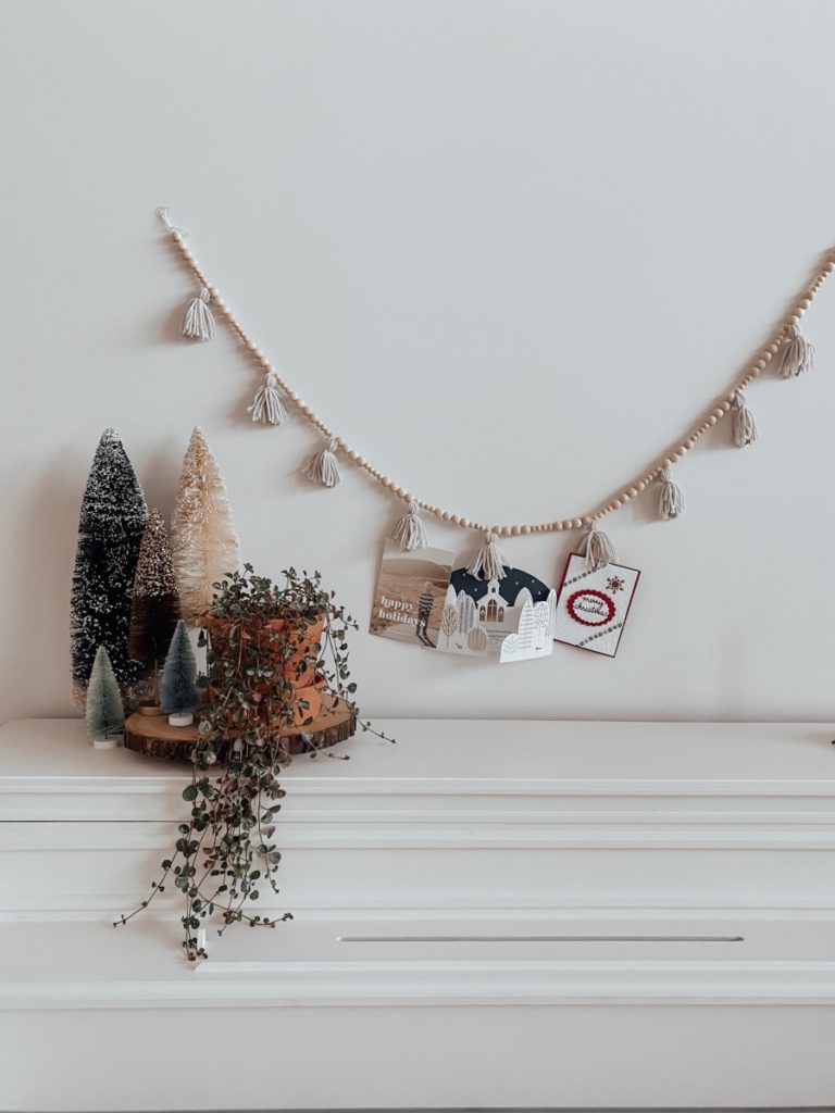 Tassel & Wood Bead Garland Card Holder - The Blush Home Blog